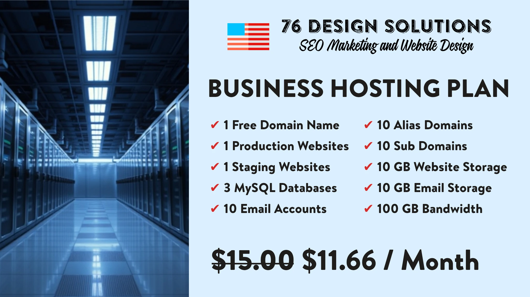 Basic Business Hosting Plan - Sales Portal | 76 Design Solutions